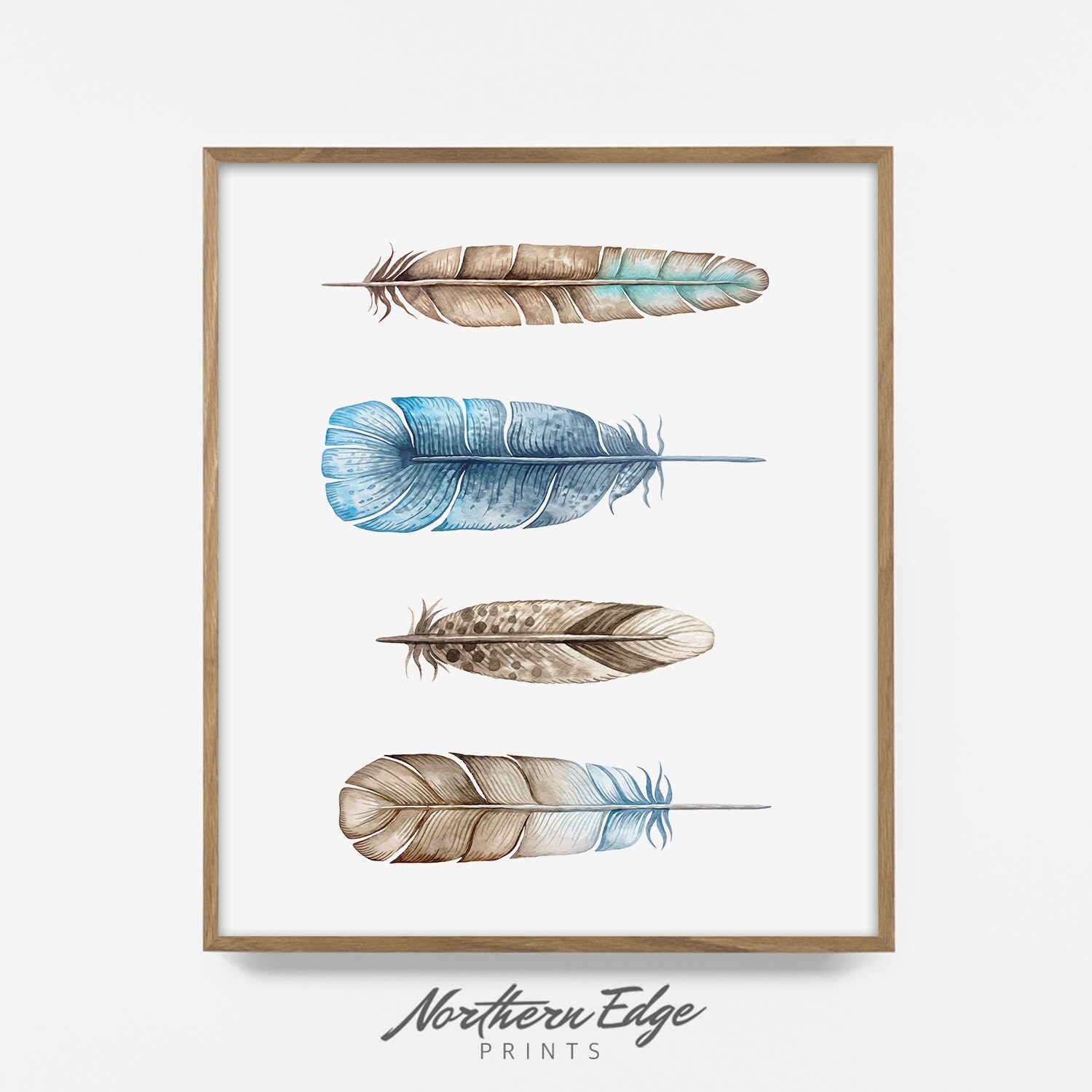 Feather print watercolor feather print watercolor print | Etsy