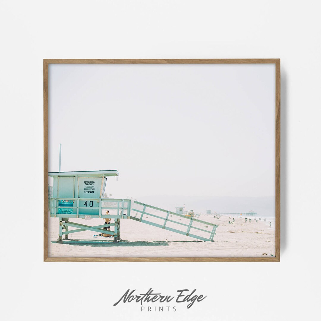 Lifeguard Print, Printable Beach Art, Beach Print, Surf Art, California ...