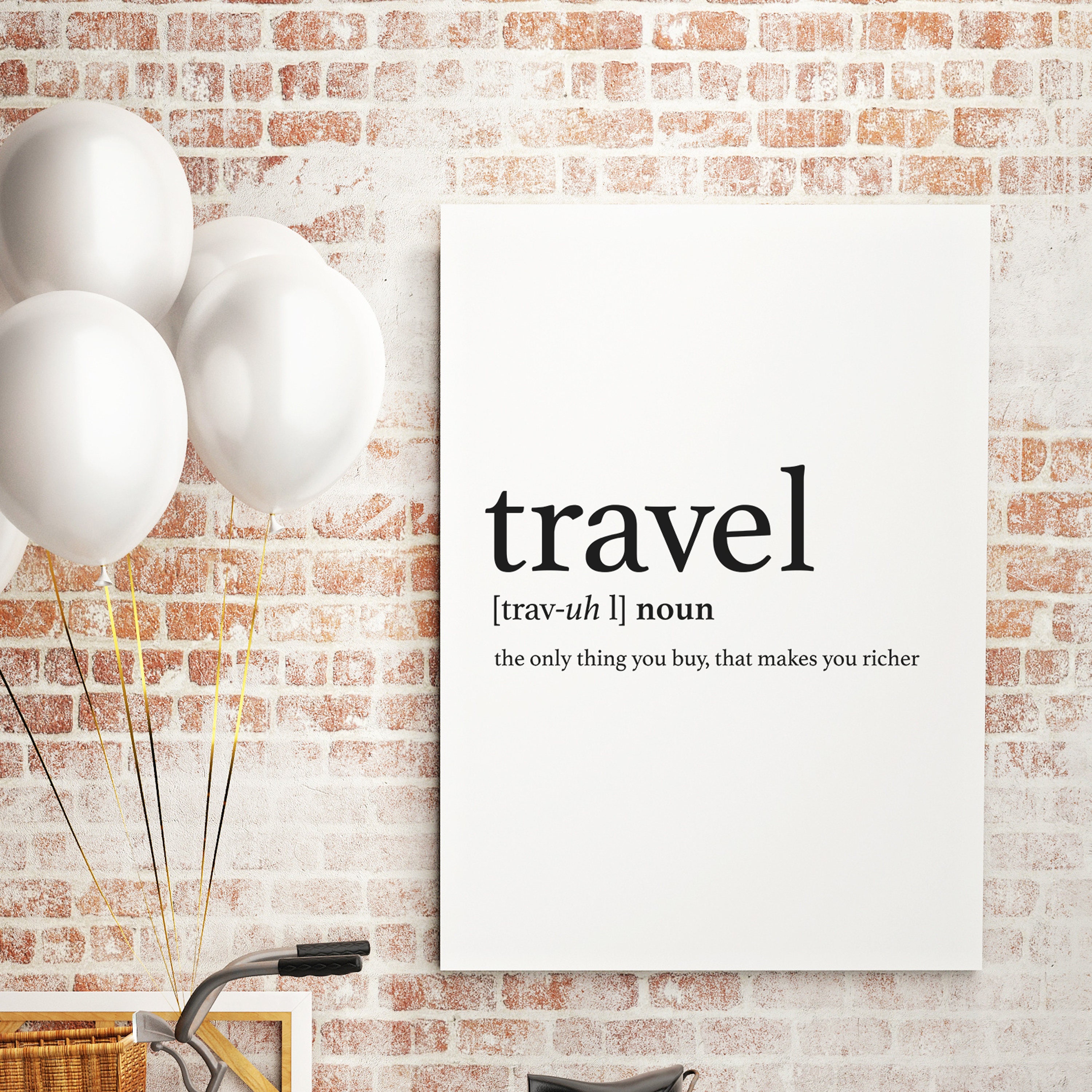 Travel Quote Print, Printable Travel Art, Travel Definition, Wanderlust ...