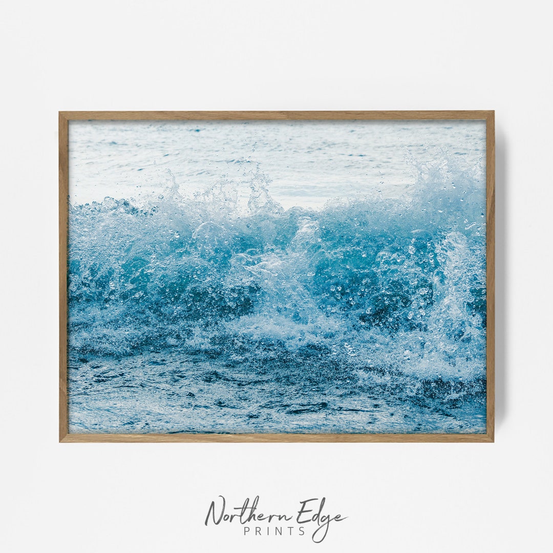Ocean Wave Splash, Printable Wave, Coastal Print, Colorful Photo, Beach ...