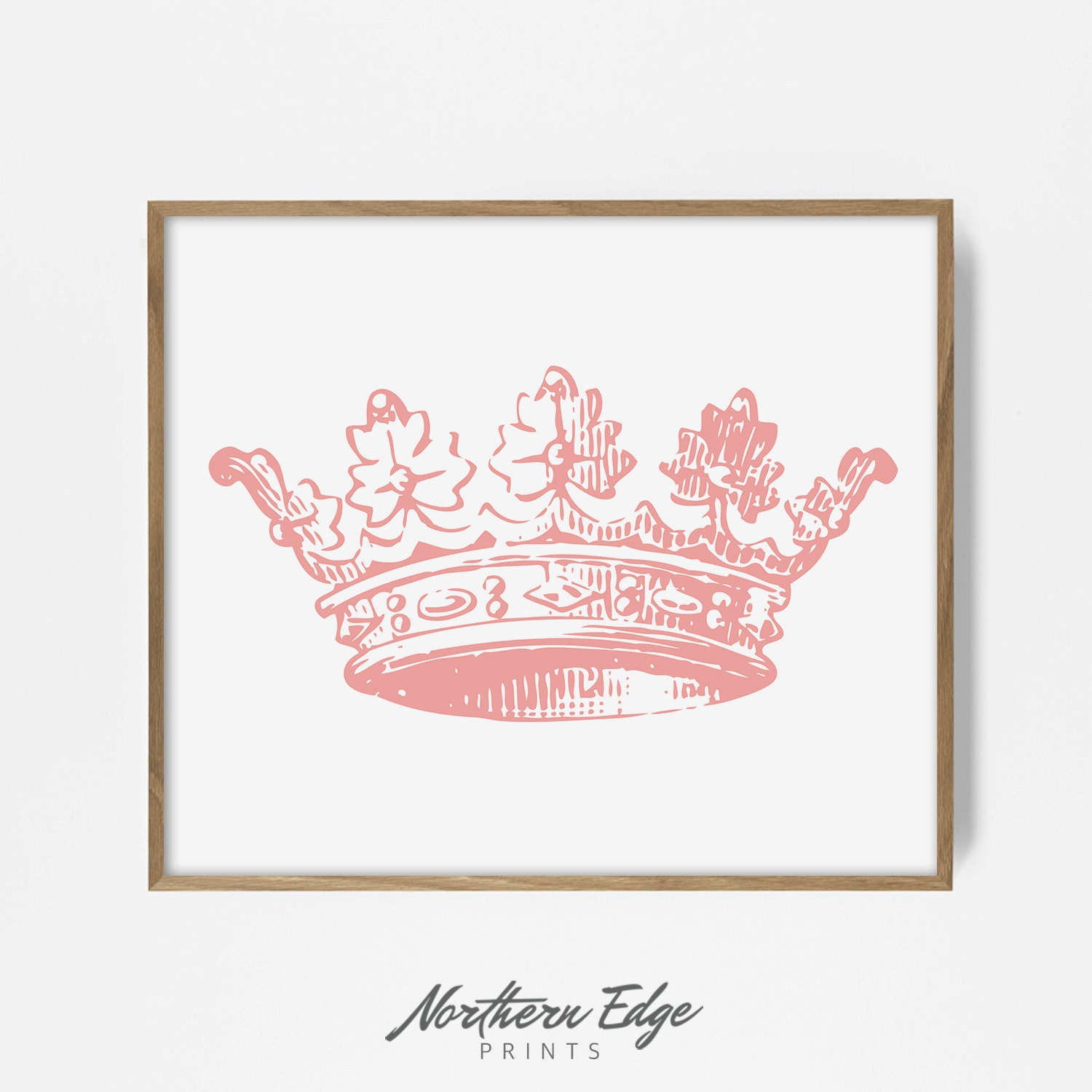 Pink Crown Printable Print Princess Decor Fairytale Art - Etsy