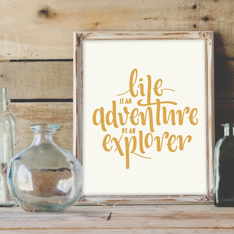 Adventure print adventure quote gold print explore print | Etsy