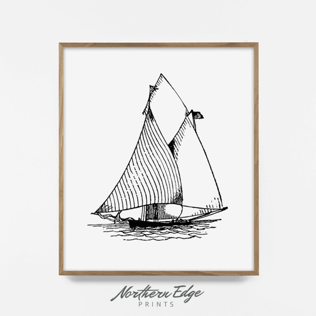 Sail Boat Print, Ship Print, Sailing Illustration, Sail Sketch ...