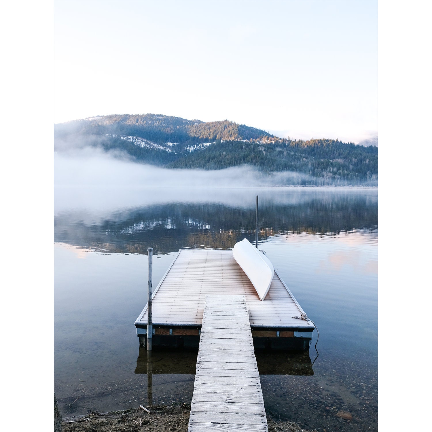 Canoe Dock Print Printable Pier Art Black and White Lake - Etsy