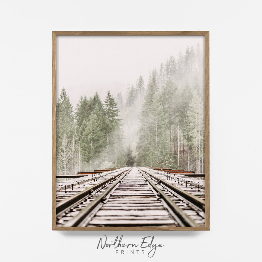 Train Trestle Photo, Rustic Mountain Print, Wanderlust Art, Train Track ...