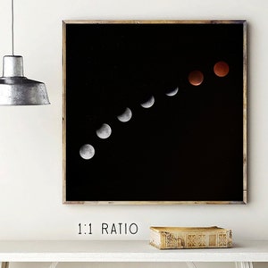 Blood Moon Progression, Printable Moon Art, Night Sky Art, Moon Print ...