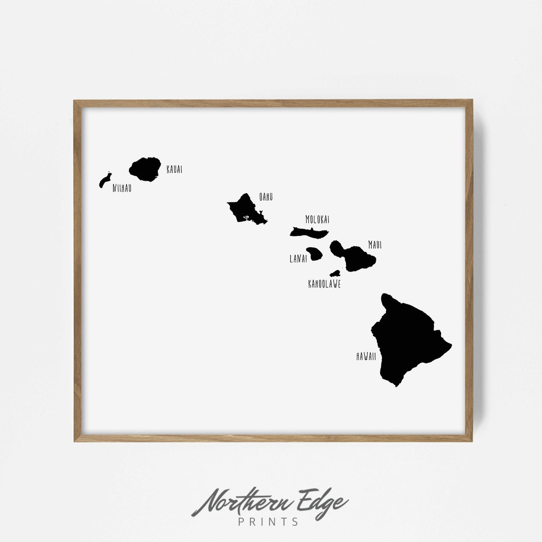 Hawaiian Map, Hawaiian Art, Island Print, Island Art, Tropical Print ...