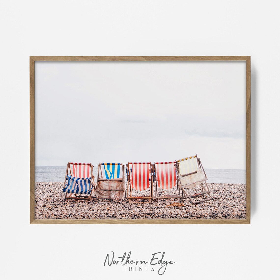 Retro Beach Chair Print, Retro Wall Art, Beach Chair Art, Colorful ...
