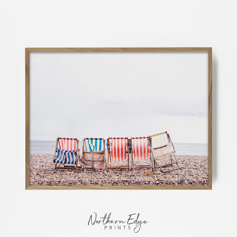 Retro Beach Chair Print, Retro Wall Art, Beach Chair Art, Colorful ...