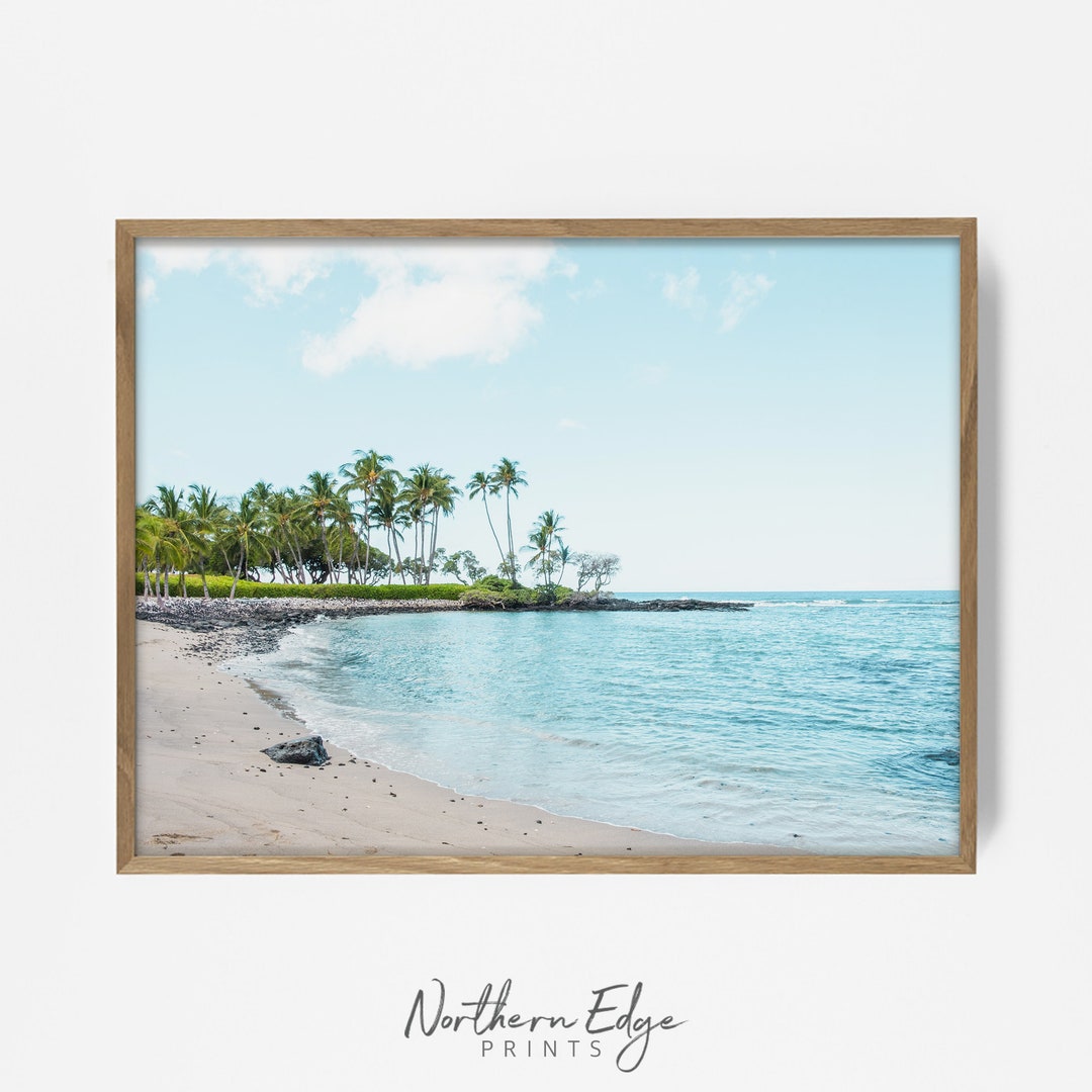 Blue Beach Print, Lagoon Palm Tree Art, Beautiful Beach Print, Beach ...