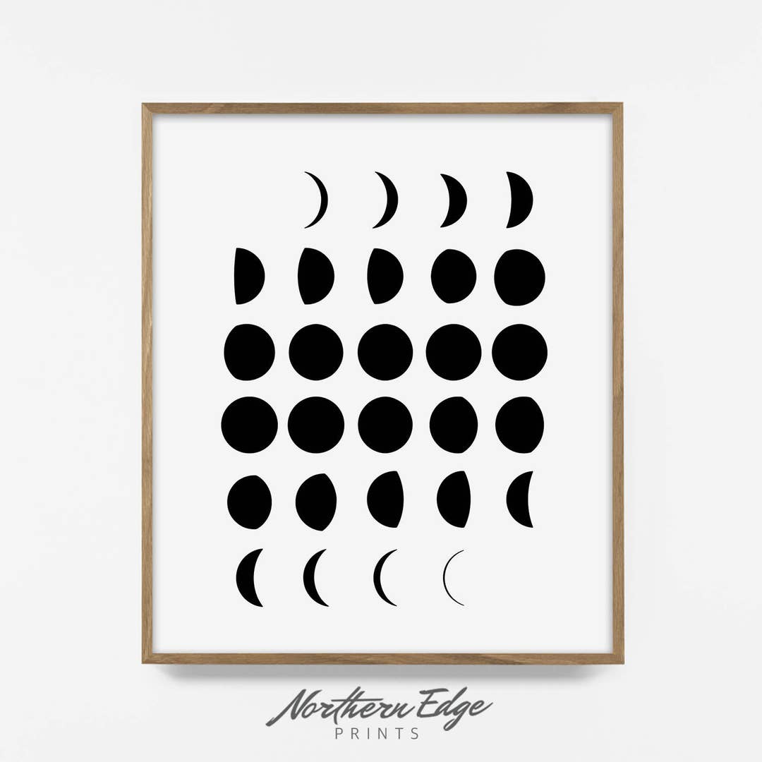 Moon Phases Print, Moon Print, Moon Phase Art, Printable Moon Art ...