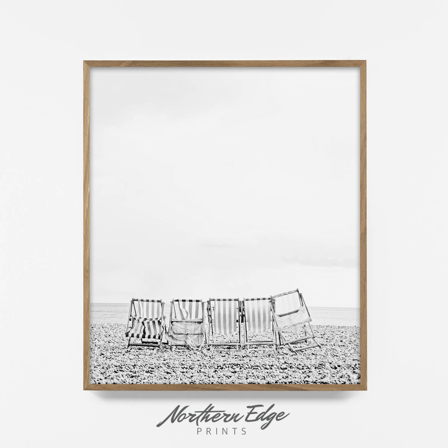 Bw Retro Beach Chair Print Vintage Beach Photography Bw - Etsy
