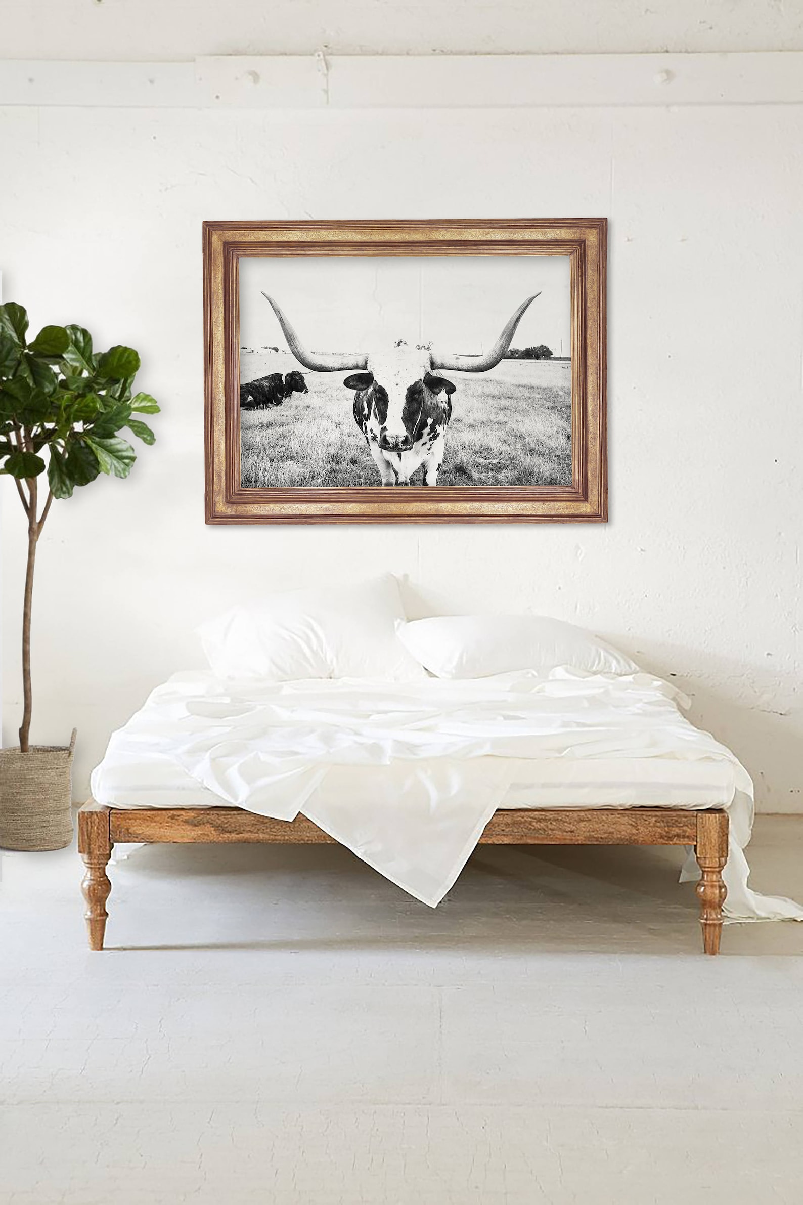 Bw Steer Print, Bw Longhorn Print, Longhorn Wall Art, Longhorn Art ...