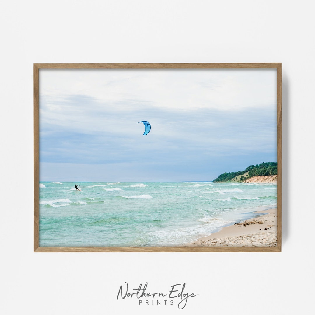 Kiteboard Print, Printable Beach Art, Beach Print, Surf Art, California ...