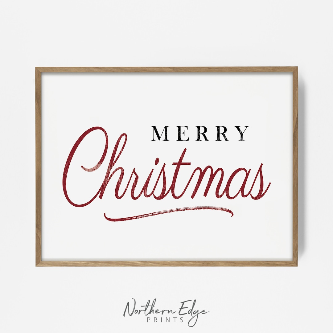 Merry Christmas Sign, Printable Holiday, Wood Sign Christmas Art ...