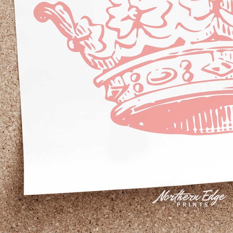 Pink Crown Printable Print Princess Decor Fairytale Art - Etsy