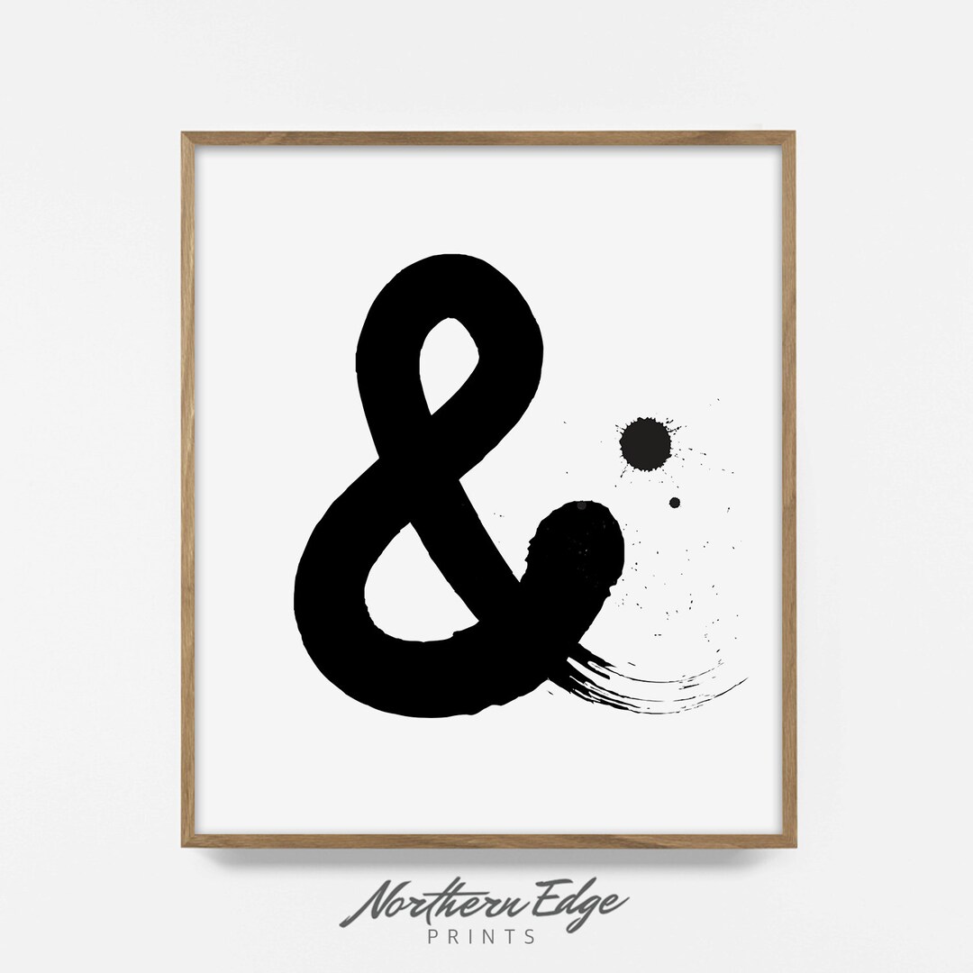 Typography Print, Printable Ampersand, and Art, Black and White Text ...