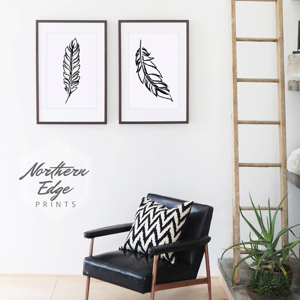 Feather Print Printable Feather Poster Boho Print Boho Art - Etsy