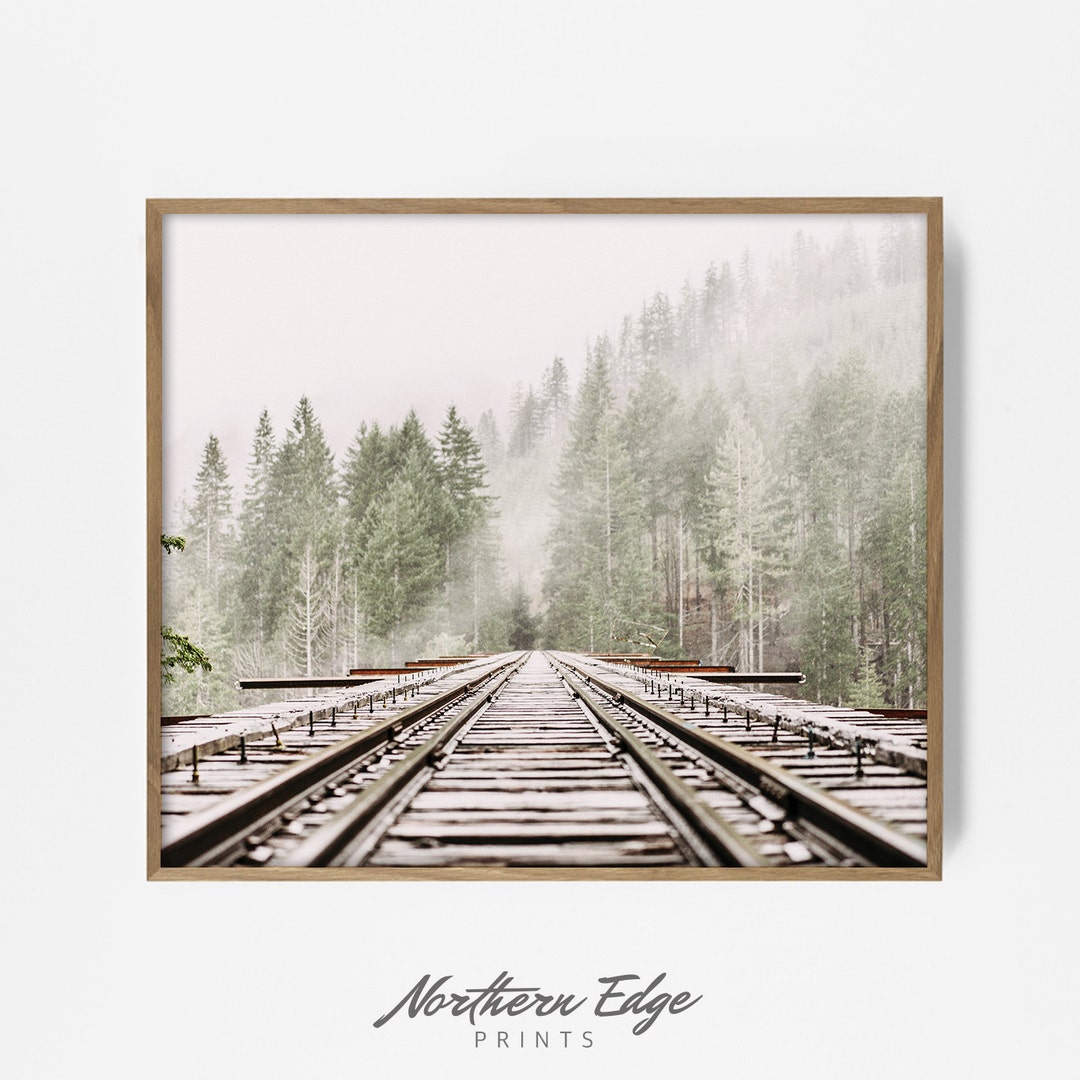 Train Trestle Photo, Rustic Mountain Print, Wanderlust Art, Train Track ...