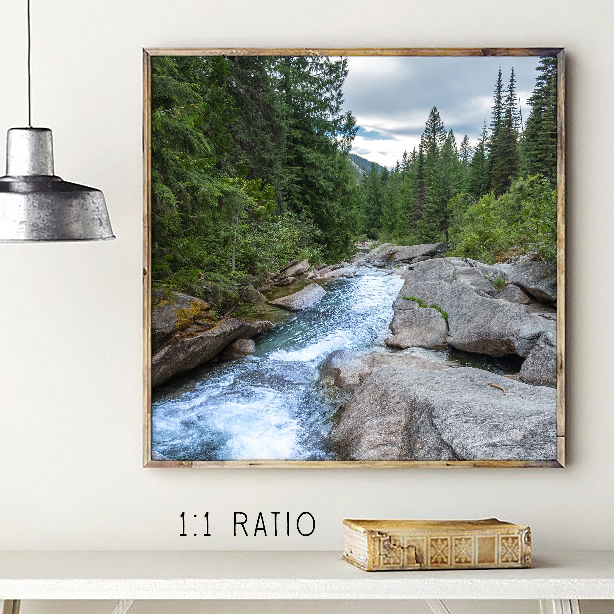 Rustic river mountain river print mountain art beautiful | Etsy