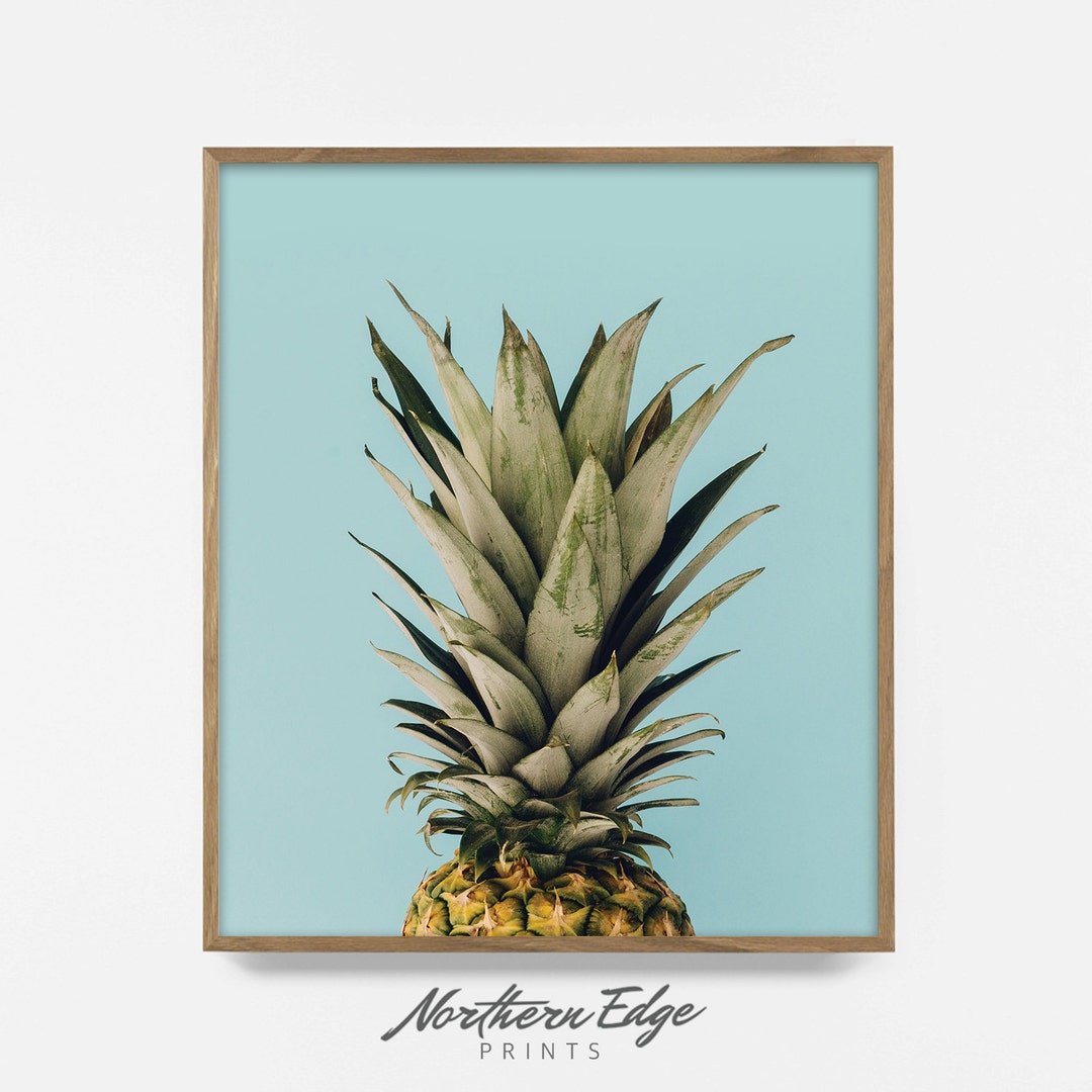 Pineapple Print, Tropical Fruit Wall Art, Printable Pineapple Art, Blue ...