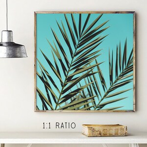 Retro Blue Palm Print, Photograph, Print, Beach Poster, Tropical Wall ...