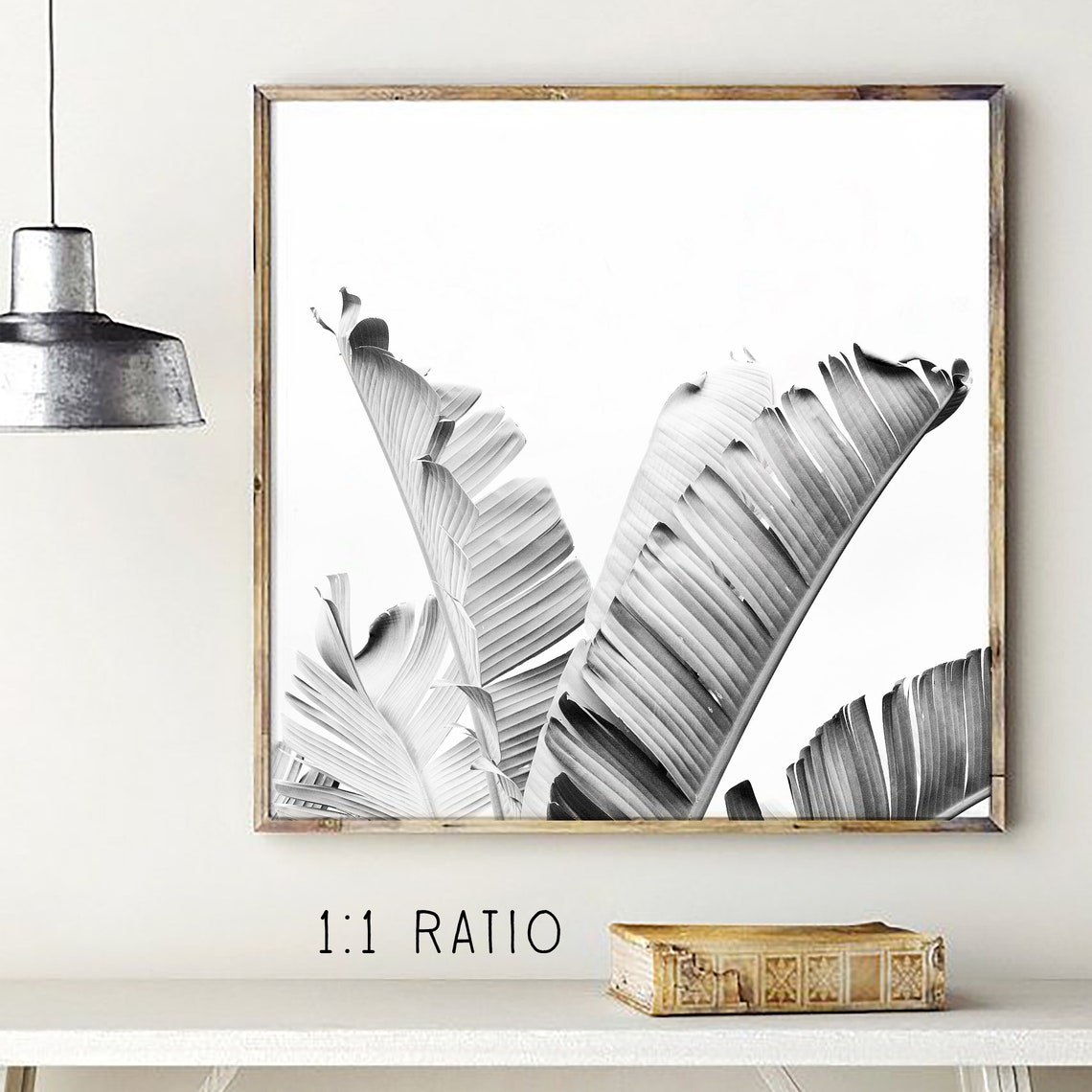 Bw Banana Leaf Print Bw Tropical Leaf Wall Art Bw Printable | Etsy