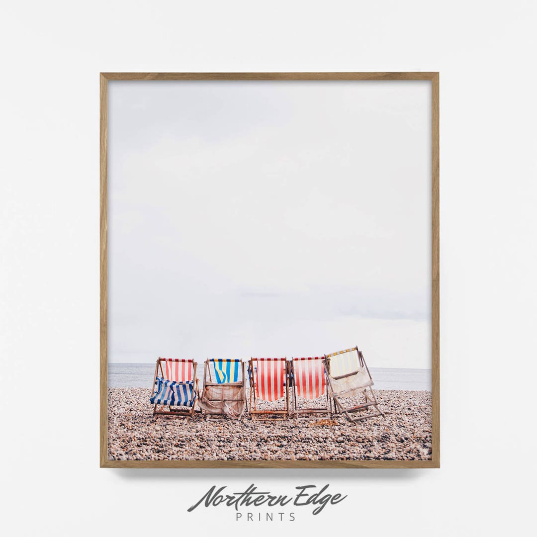 Retro Beach Chair Print, Retro Wall Art, Beach Chair Art, Colorful ...