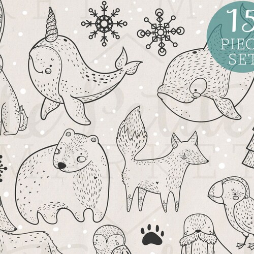 Woodland Hipster Animal Clipart Hipster Clip Art Hand Drawn - Etsy