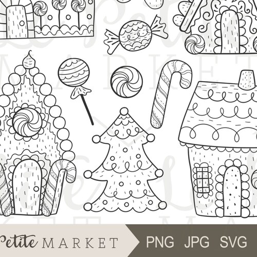 Hand Drawn Gingerbread Clip Art Gingerbread House Clip Art - Etsy