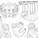 Hand Drawn Sloth Clip Art Cute Sloth Clipart Cute Sloth | Etsy