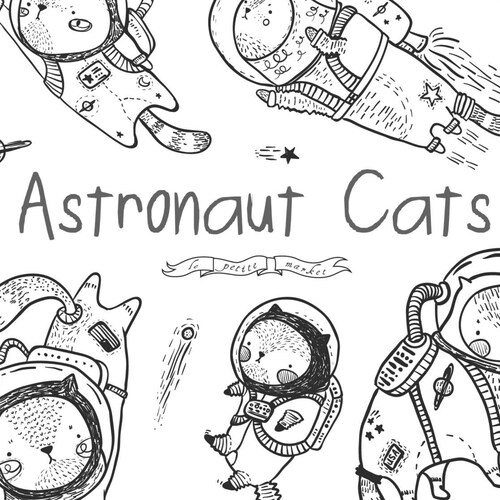 Cute Astronaut Cat Clipart Images Cute Cat Astronaut Clip Art - Etsy