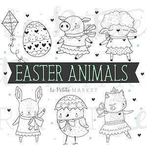 Easter Clip Art, Easter Animals Clip Art, Spring Animals Clip Art, Pig ...