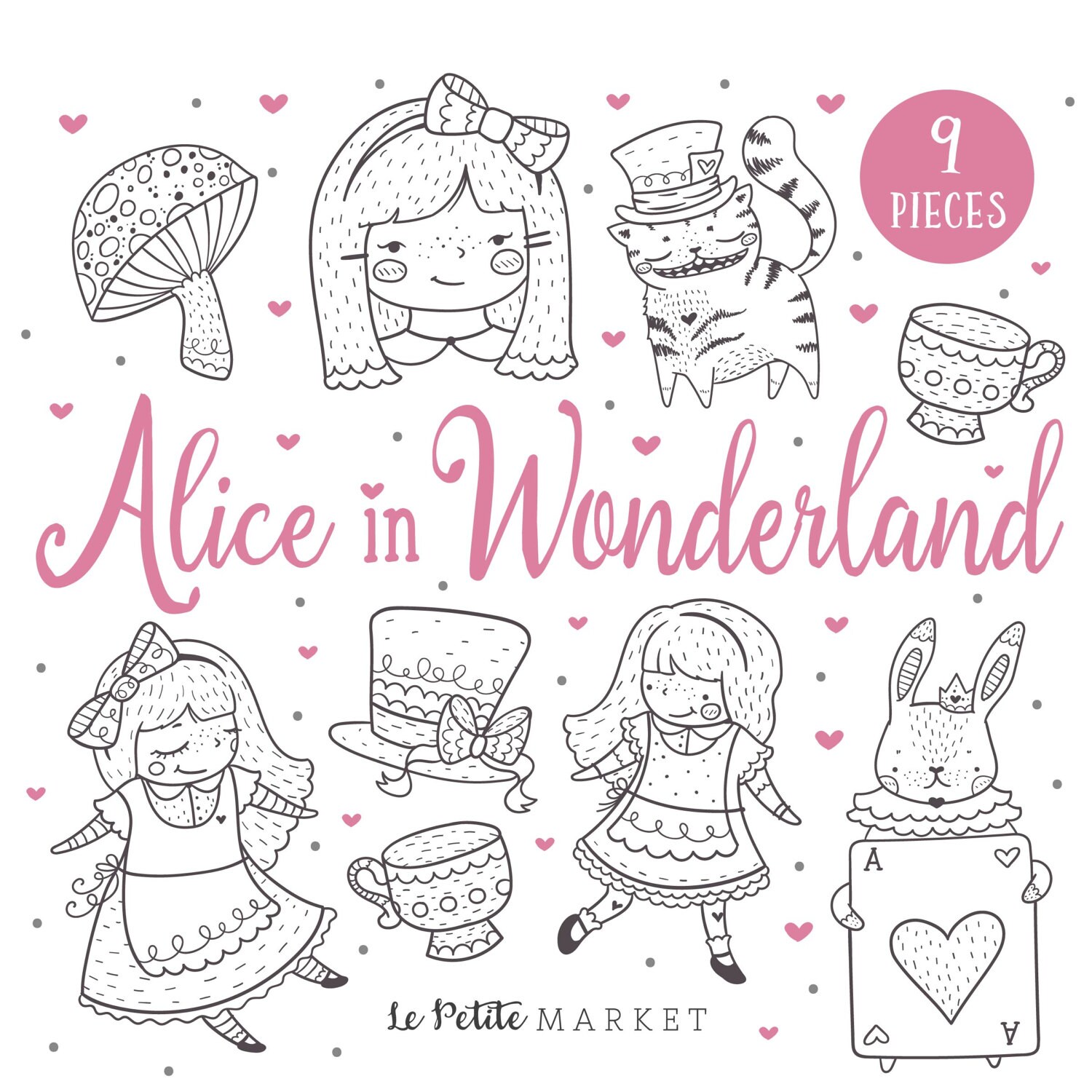 Alice in Wonderland Clip Art Set Tea Party Clip Art Girls Clipart Clip ...