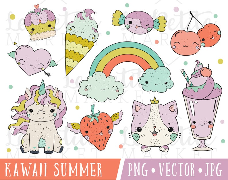 Clipart for Summer Summer Clipart Images Kawaii Clipart | Etsy