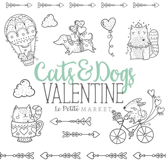 Cat And Dog Clip Art Black And White