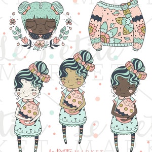 Spring Fashion Easter Clipart Set, Navy Blush Pink Gold Mint, Floral ...