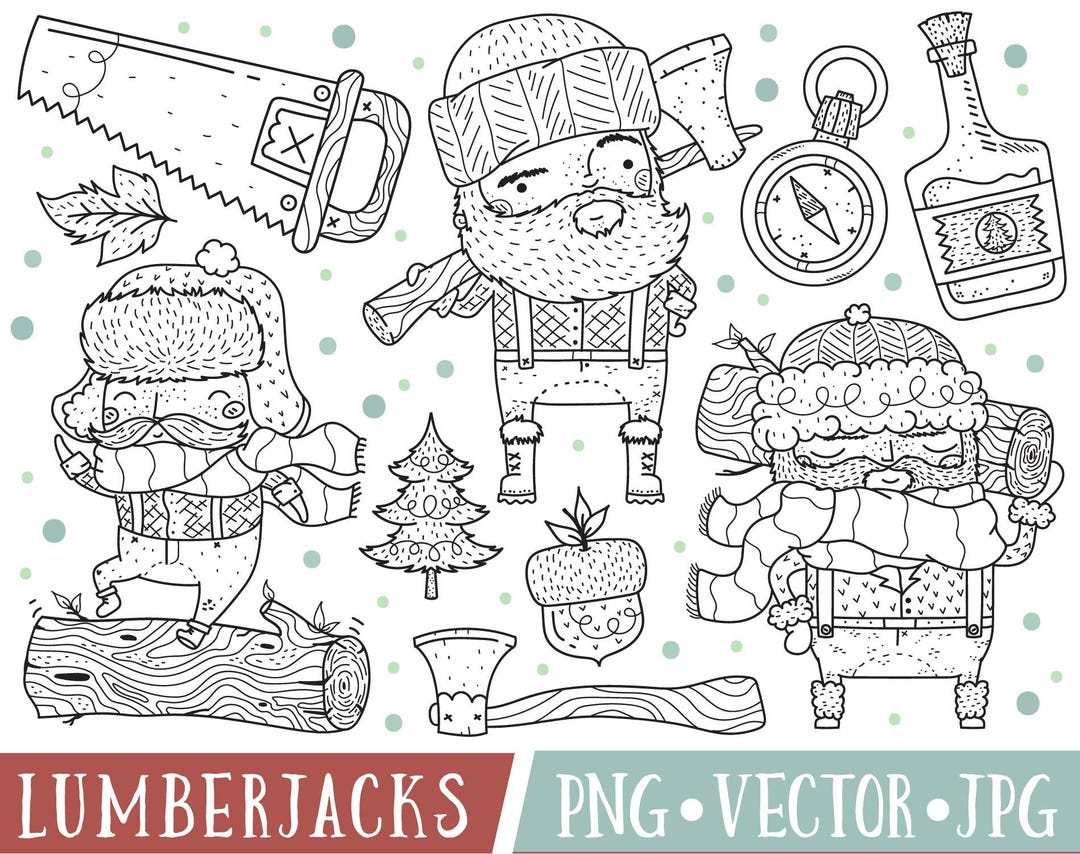 Winter Lumberjack Clipart Images, Lumberjack Digital Stamps, Holiday ...