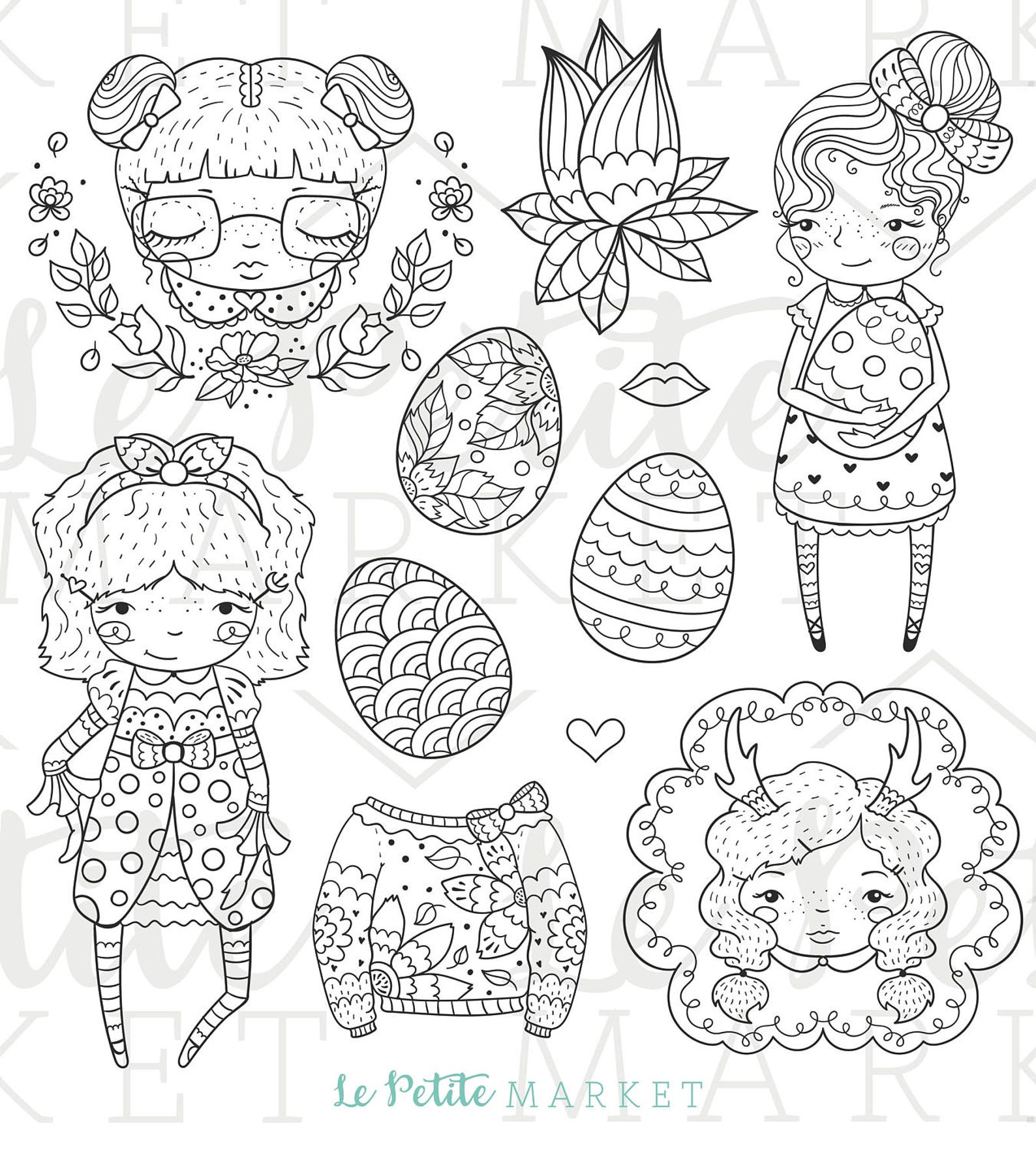Easter Girls Clipart Images Instant Download Digital Files - Etsy