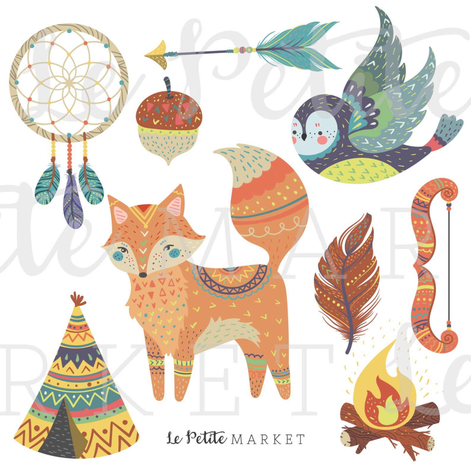 Hand Drawn Tribal Woodland Clip Art Tribal Animal Clip Art - Etsy