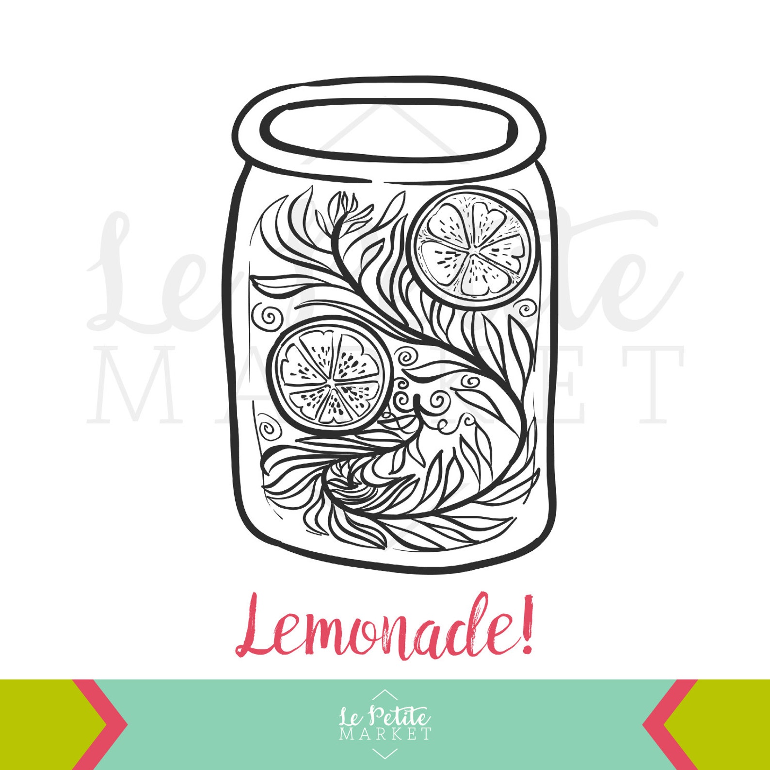 Doodle Hand Drawn Lemonade Summer Clip Art Mason Jar Clipart - Etsy