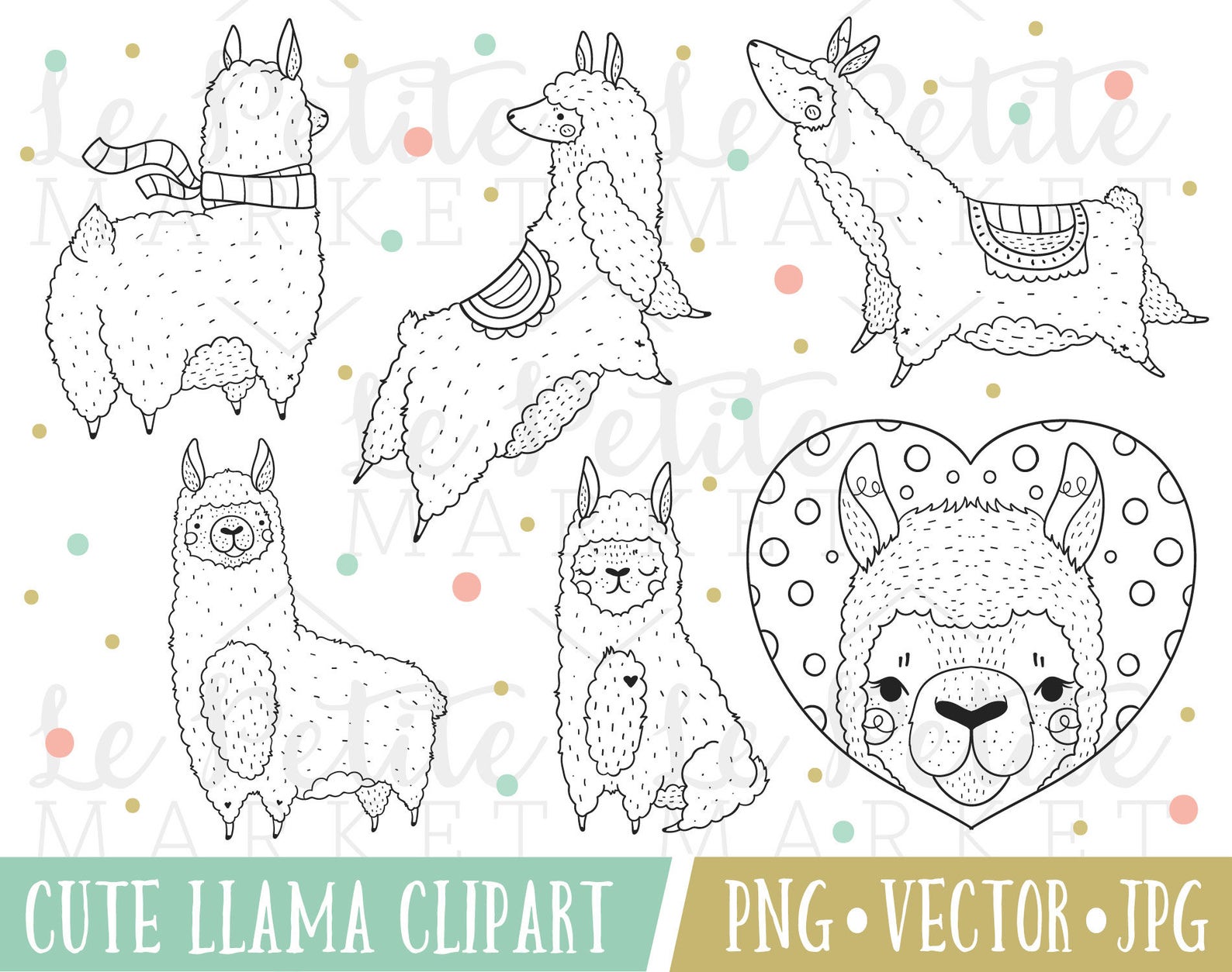 Cute Llama Clipart Set Llama Digital Stamps Cute Llama Clip | Etsy