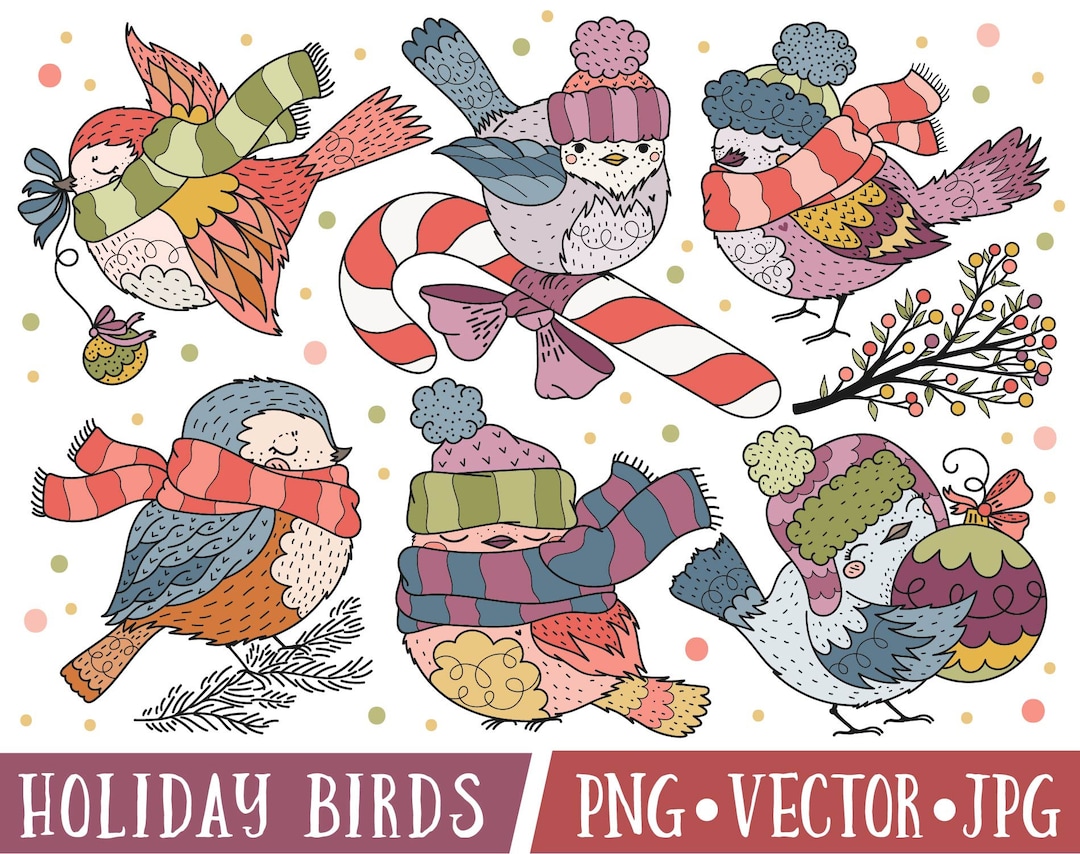 Winter Birds Clipart, Holiday Bird Clipart Images, Cute Bird ...