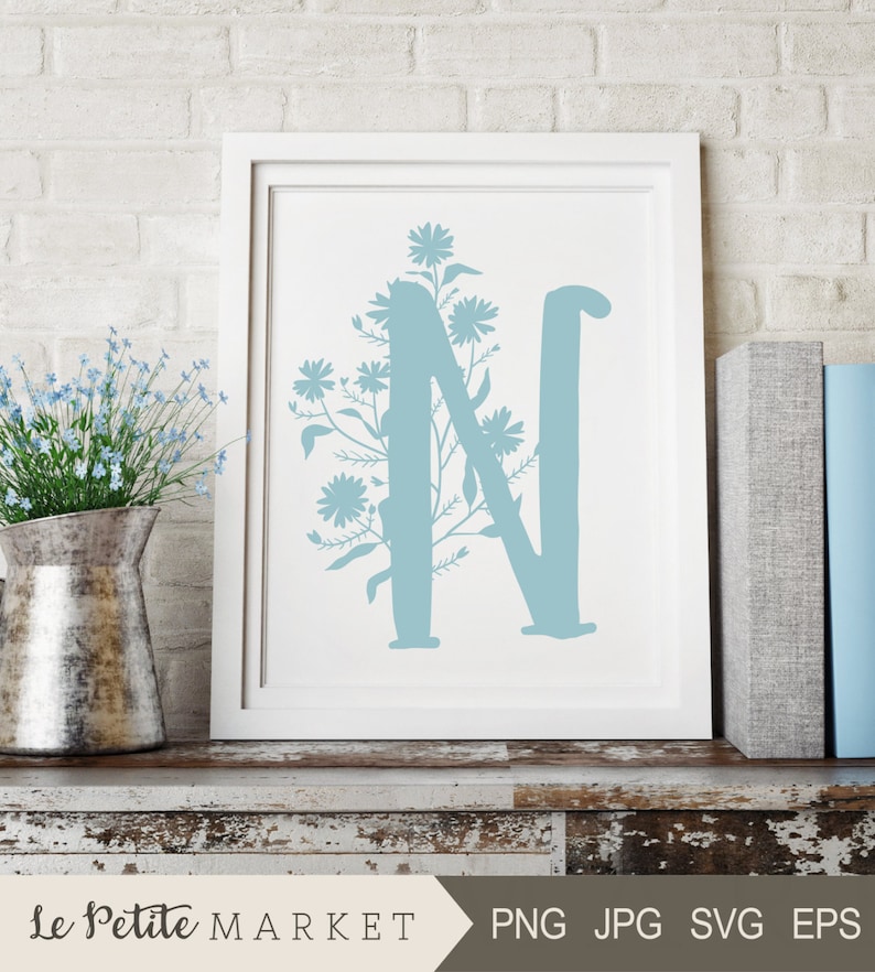 Hand Drawn Floral Letters Alphabet Clip Art Printable Nursery - Etsy