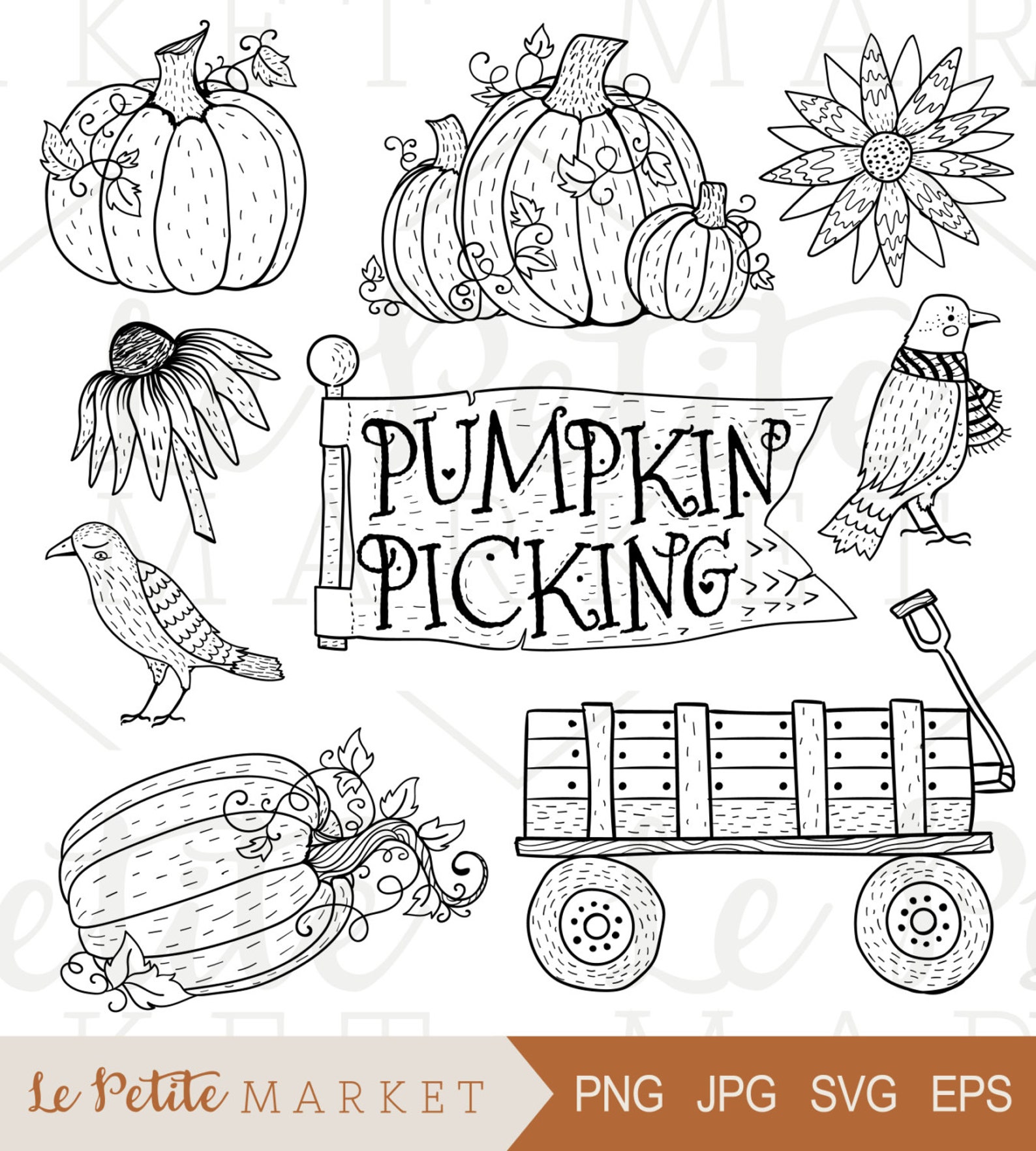 Hand Drawn Pumpkin Patch Clip Art Pumpkin Patch Clipart Hand - Etsy Canada