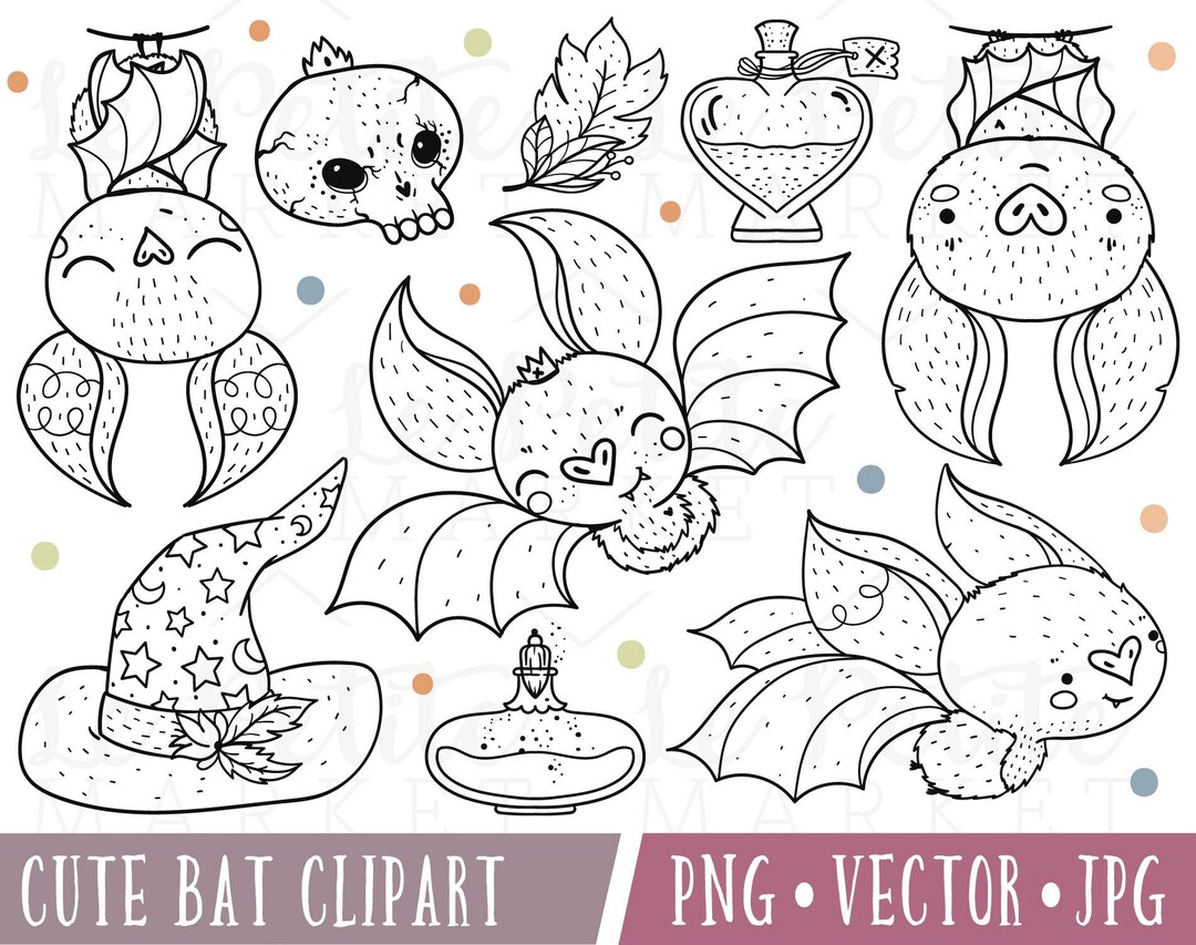 Kawaii Halloween Bats Clipart, Cute Bat Clipart Images, Bat Clip Art ...