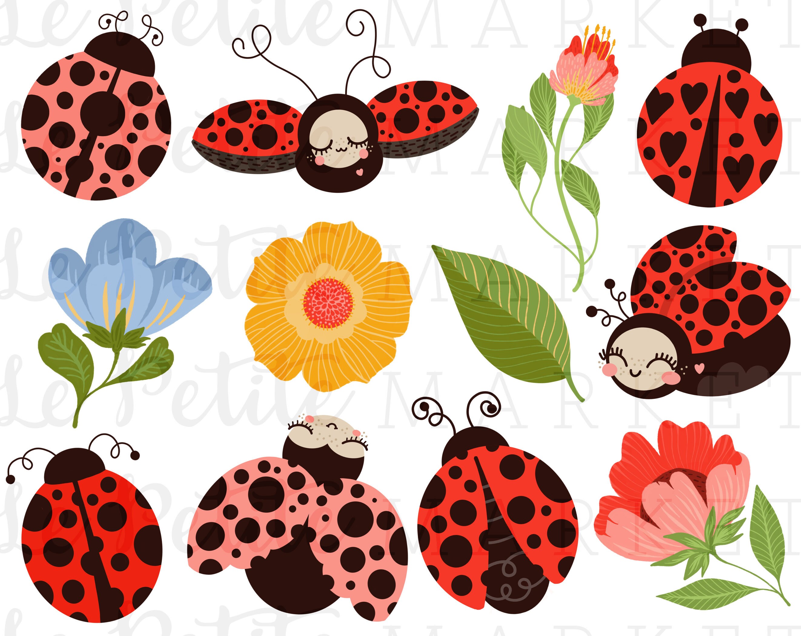 Ladybug Clipart Images Cute Ladybug Clip Art Digital - Etsy