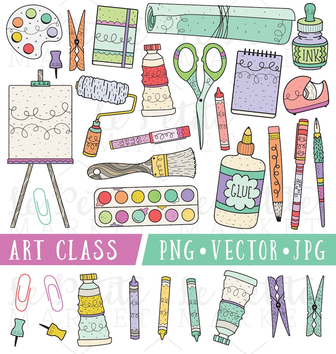 School Supplies Clipart, Art Class Clip Art, Clipart for Teachers ...