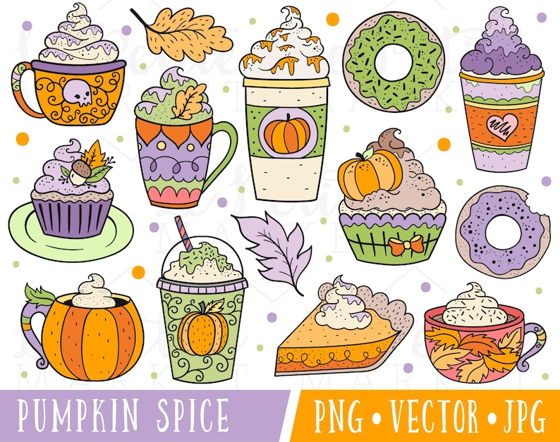 Cute Pumpkin Spice Clipart Images Pumpkin Spice Latte - Etsy