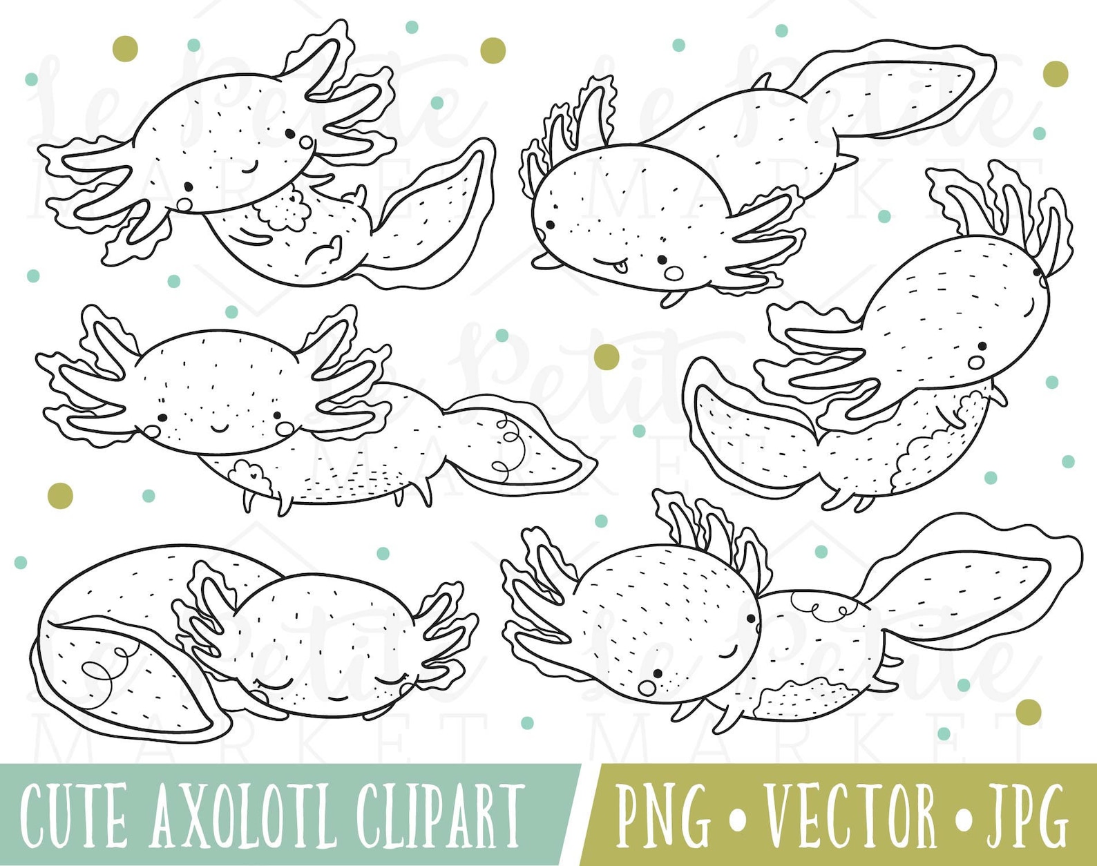 Cute Axolotl Clipart Images, Cute Axolotl Illustrations, Axolotl ...